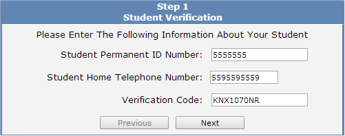 - Student’s Home Telephone Number